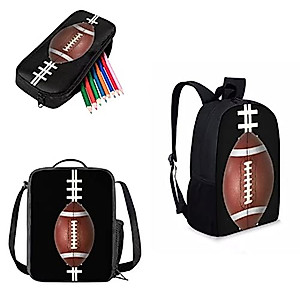 AmzPrint 3D Digital Print 17 Inch Carry On American Football Backpack For Boys 3 In 1 School Backpack And Lunch Box Set