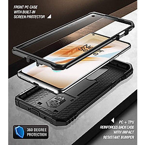 Poetic Revolution Phone Case for Oneplus 8 Case, [Not Compatible with Verizon Version] Full-Body Rugged Dual-Layer Shockproof Protective Cover with Kickstand and Built-in-Screen Protector, Black