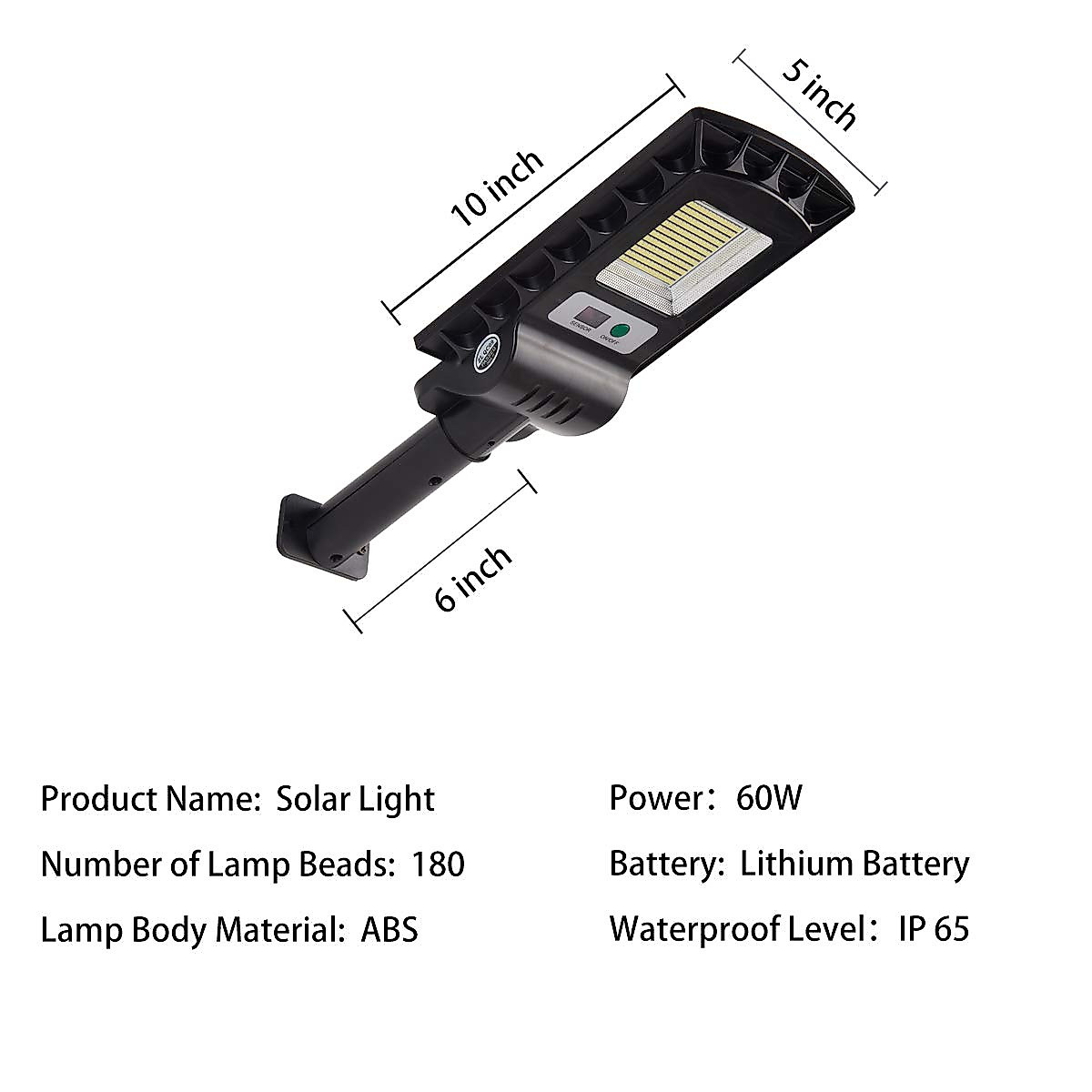 Fitsai 60W Solar Lights Outdoor Light with Remote Control, 5000 Lumens, Light Control Motion Sensor, Dusk to Dawn Security Led Flood Light for Yard, Garden, Street