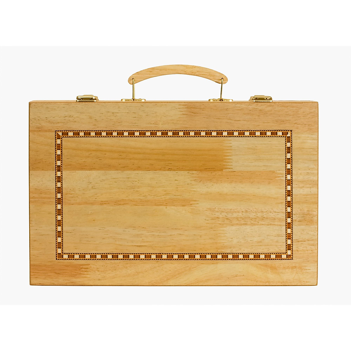 Sterling Games Wooden Backgammon Set for Adults, 15" Foldable Backgammon Board Game Set with Travel Handle and Metal Clasps