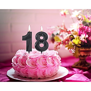 2 inch Black 18 & 81 Birthday Candles, 3D Diamond Number 18th & 81st Cake Topper for Men Women Birthday Party Decorations Theme Party