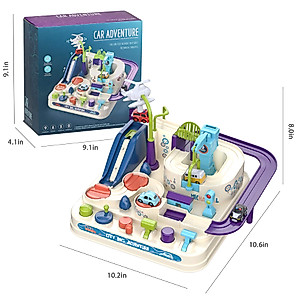 Car Adventure Toys for 3 4 5 6 7 8 Year Old Boys Girls, Race Tracks Toy for Boys with 4 Toy Vehicle, Preschool Educational Toy Car for Boy, Interactive Classic Toys Vehicle, White