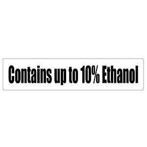 Contains up to 10% Ethanol for Gas Station Pumps (12 Pack) Decals Stickers1"x7"