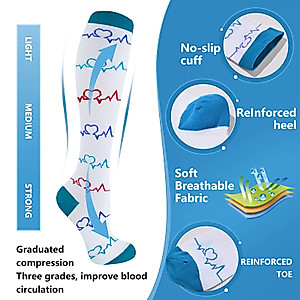 bropite Halloween Compression Socks for Women & Men-6 Pairs 20-30mmhg Support Running Nurse Travel Compression Socks