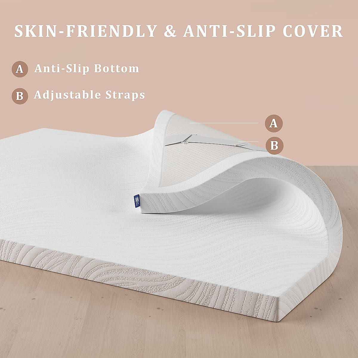 BedStory Queen Size Memory Foam Mattress Topper 3 Inch - Firm Bed Topper for Pain Relief - Extra Support Cooling Pad for Big Figure - Skin Friendly Anti Slip Cover - CertiPUR-US Certified, No Odor