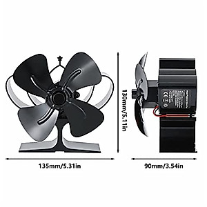 UXZDX CUJUX 4 Blades Stove Fan Heater Small Size Heat Powered Log Wood Burner Quiet Home Fireplace Fan (Color : Black, Size : 180x160x80mm)