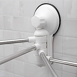 Yulhao Powerful Suction Cup Stainless Steel Towel Bar, Rotating Rack Bathroom Kitchen Polishing Rack, 4 Swing Arm Wall Mount