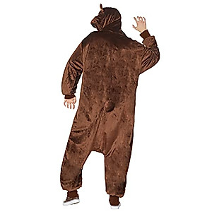 Spirit Halloween Adult Bear Union Suit | One-Piece Hooded Bear Outfit | Animal Halloween Costume Multicolored