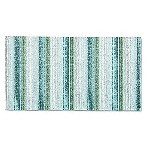 Martha Stewart Stella Ticking Stripe Slip-Resistant Kitchen Mat, Mint Green/White, 20"x36"
