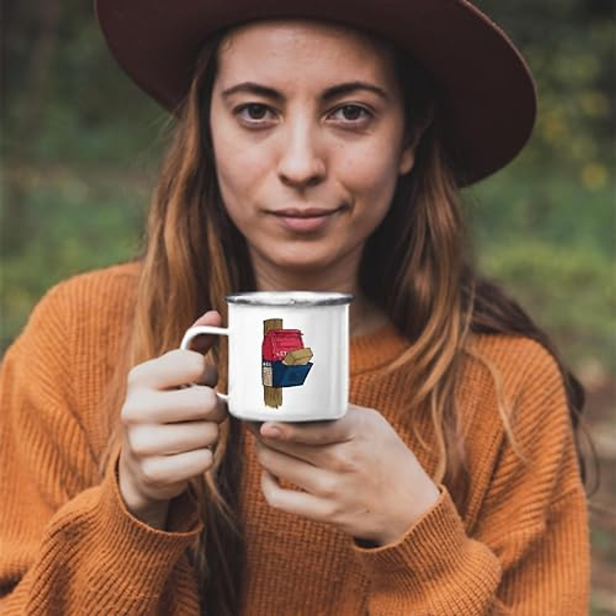 Unique Gift Idea Vintage Mailbox with Package Inside Enthusiasts 12oz Enamel Silver Mug