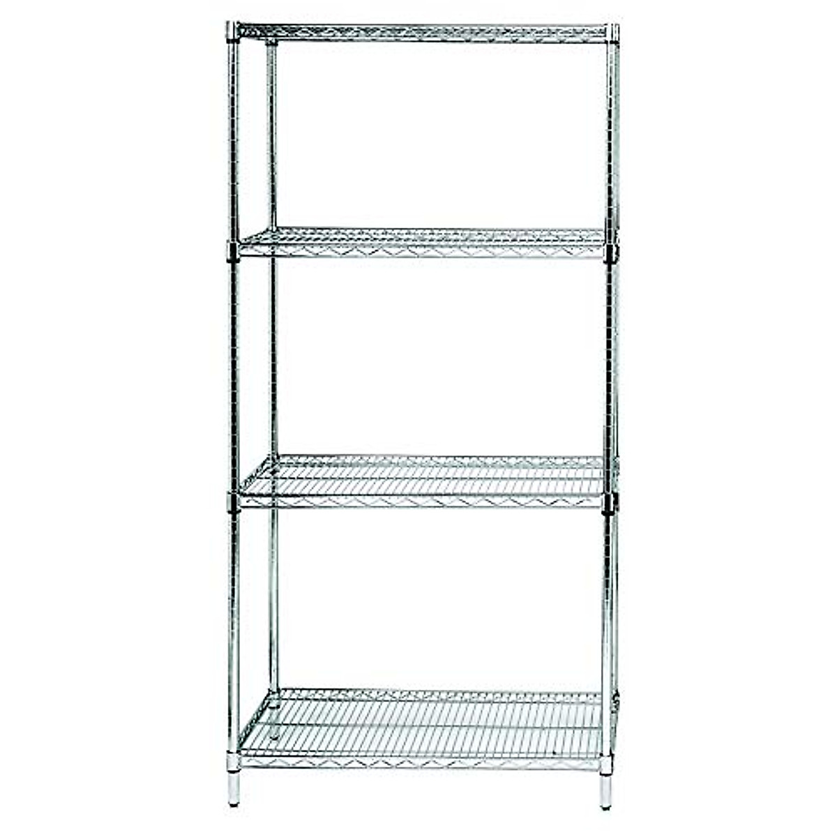 Quantum H/D 63" H 4-Shelf Wire Shelving Kit, 800lb, WR63, NSF, Chrome