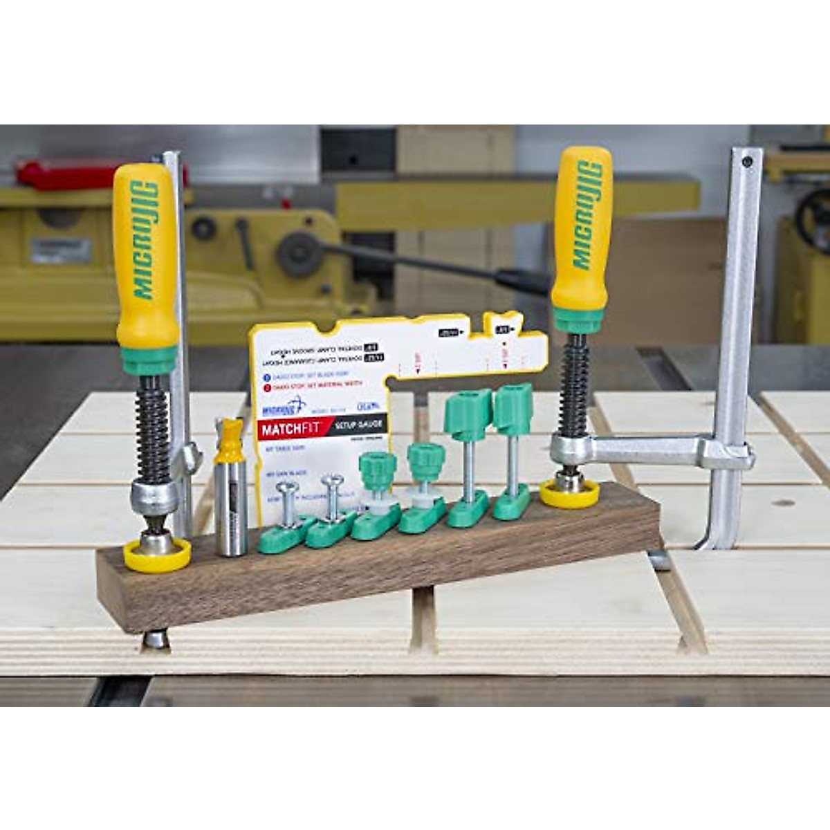MICROJIG Matchfit DVC-1177K2 Dovetail Clamp Pro, Green/Yellow/Silver
