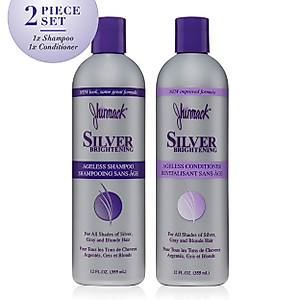 Jhirmack Silver Brightening Purple Shampoo and Conditioner Set for all types of silver, grey, and blonde hair