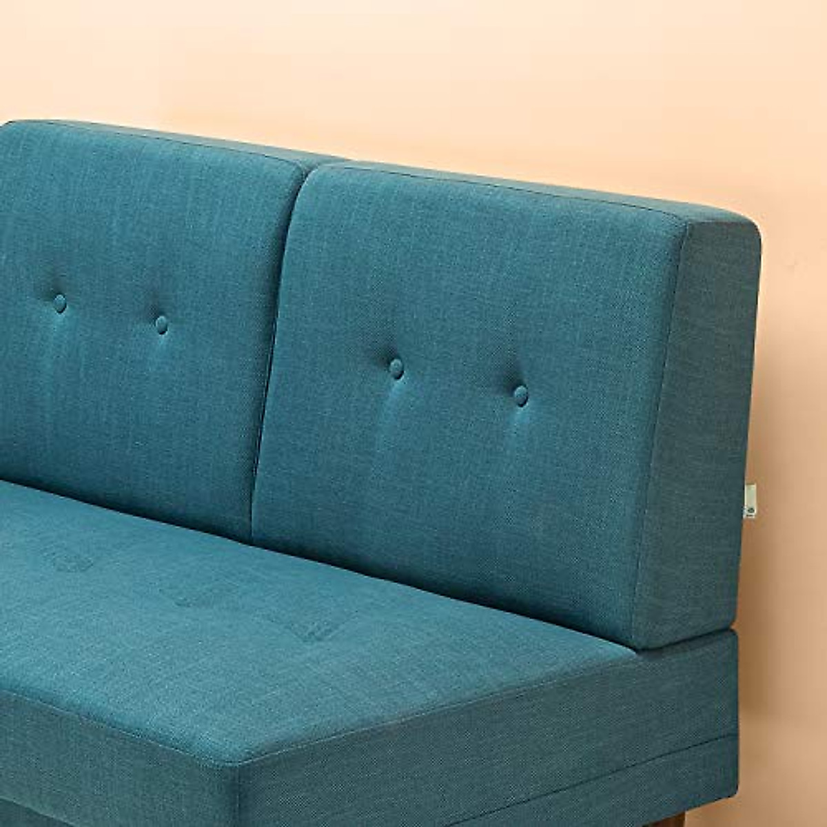 Zinus Juan Mid-Century 51 Inch Armless Sofa Couch / Loveseat, Turquoise