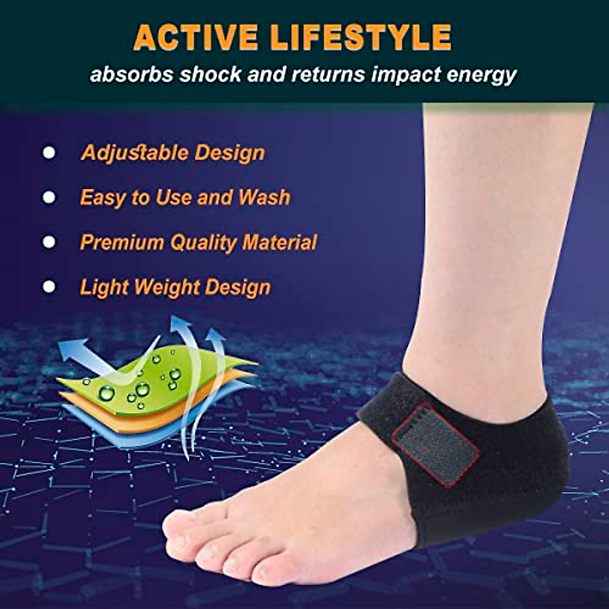 Heel Cups for Plantar Fasciitis Heel Pain for Men & Women, Gel Heel Cups for Heel Spur, Heel Protectors, Heel Cushion Achilles Tendinitis, Dry Cracked Heels, Heel Pads (Women 6-9.5__ Men 5-8, Black)