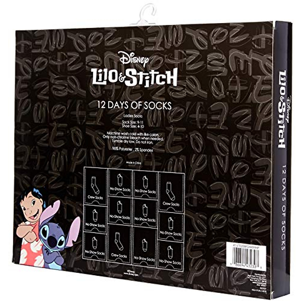 Lilo & Stitch girls Lilo Stitch 12 Days of Advent Box Socks, Assorted Blue, 9 11 US