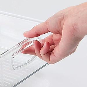 mDesign Small Plastic Office Storage Container Bins w/Handles for Organization in Filing Cabinet, Closet Shelf, Desk Drawers, Organizer for Notes, Pens, Pencils - Ligne Collection, 2 Pack - Clear