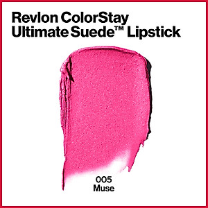 REVLON Lipstick, ColorStay Ultimate Suede Lipstick, High Impact Lip color with Moisturizing Creamy Formula, Infused with Vitamin E, 005 Muse, 0.09 Oz