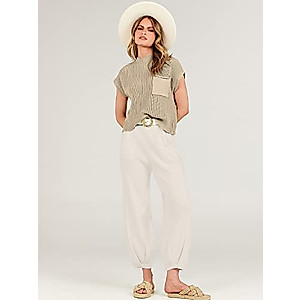 Caracilia Womens Two 2 Piece Outfits Lounge Sets 2023 Casual Fall Summer Fashion Matching Sweater Set Classy Comfy Sweatsuit Casual Cozy Knit Loungewear Set Airport Clothes ClothingC95A3qiankaqi-S