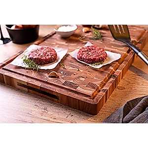 Weekolor, Large Butcher Block Cutting Board, Teak Wood End Grain, Thick Prep Station 23x15x1.5 in, Juice Groove, Reversible Charcuterie Board, Vegetable, Bread, Fruit, Cheese Board