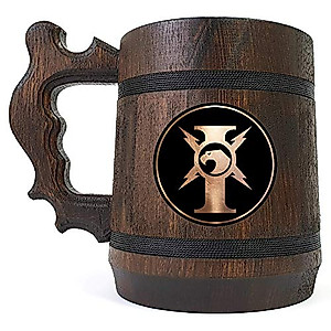 Adeptus Custodes Wooden Beer Mug, 40k Engraved Beer Stein, Custom Beer Gift for Gamer, Handmade Wooden Tankard