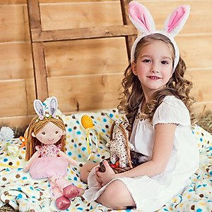 June Garden 16" Enchanted Garden Fairy Doll Brielle - Plush Stuffed Soft Bunny Doll Girl Easter Gift - Pink Dress