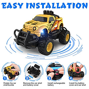 Mafbeanl Remote Control Car for Boys 4-7, 1:43 Scale Mini RC Car for Kids 3-5, Car Toys Truck Xmas Birthday Gifts for Toddlers 3 4 5 6 7 Year Old Boys (Yellow)