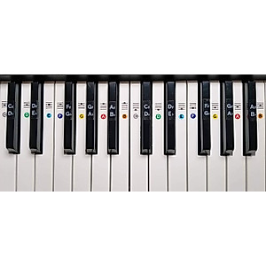 Color Piano Keyboard Stickers- Removable, Transparent, for White & Black Keys