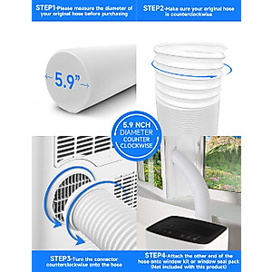 Toutgood 5.9 Inch Portable Air Conditioner Hose, Counterclockwise AC Exhaust Hose Length to 80 Inch Universal Flexible Thread Air Conditioner Parts Compatible with Haier, LG, Delonghi