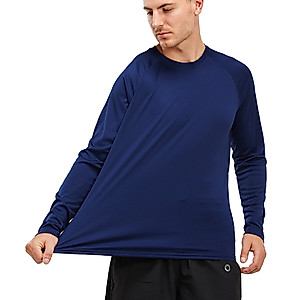 Mens Long Sleeve Shirts UPF 50+ UV Sun Protection Quick Dry Outdoor Shirt for Fishing Running Hikin(navy blue small)