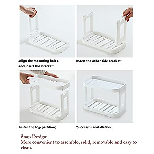 XUDAUP Bathroom Countertop Organizer 2 Tier Plastic Bedroom Desktop Storage 2PACK Shelf Vanity Counter Top Rack Perfect for Bedroom Washroom Office School Kitchen (White)