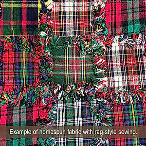 Highland Red Tartan Plaid Cotton Homespun Fabric by JCS - Sold by The Yard