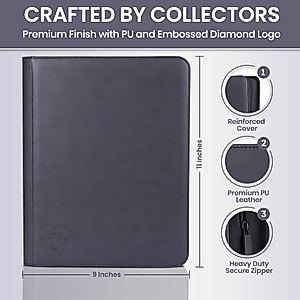 Kuson Premium 4 Pocket Mini TopLoader Binder | Holds 96 3”x4” Toploaders Hard Cases | Long Term Storage | Side Load Sleeves | FaB/MTG/TCG | Trading & Sports Holder | No Ring with Zipper Toploader