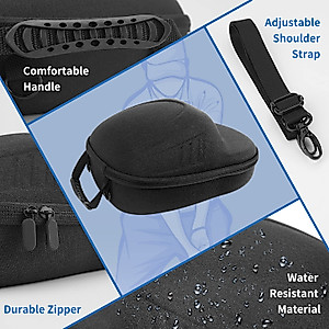 HESPLUS Hat Case for Baseball Caps, Hat Travel Case Storage Bag Hat Carrier with Carrying Handle & Adjustable Shoulder Strap, Hat Box Holder Protects up to 6 Hats, Portable Hat Luggage Case- Black