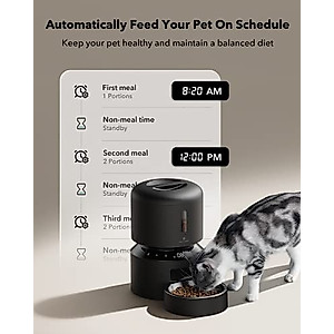 PETLIBRO Automatic Cat Feeder, Pet Dry Food Dispenser Triple Preservation with Stainless Steel Bowl & Twist Lock Lid, Up to 50 Portions 6 Meals Per Day, Granary for Small/Medium Pets