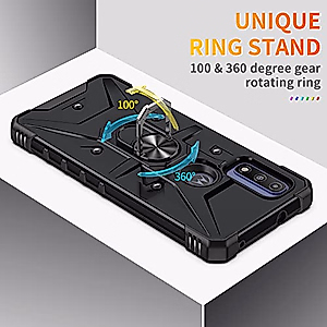 Vecomelo for Moto G Play 2023 Case with HD Screen Protector, [Military Grade] 16ft. Drop Tested Cover with Magnetic Kickstand Car Mount Protective Case for Motorola G Play 2023, Black