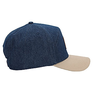 SixHats Khaki & Blue Denim Explorer Snapback Hat | One Size Fits All | Hats for a Cause, Blue & Khaki, Small-Large
