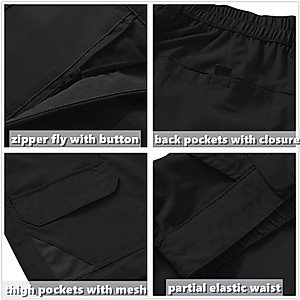 Jessie Kidden Mens Stretch Casual Lightweight Water Resistant Quick Dry Cargo Fishing Hiking Shorts (6018 Black 34)