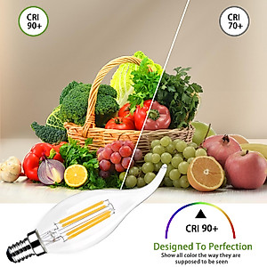 Volxon 5Pack E12 Chandelier Bulb Dimmable 2700k Warm White 600LM Equivalent 60Watt E12 LED Bulb Vintage Filament C35T/CA10 LED Candle Bulbs Suitable for Living and Dining Room