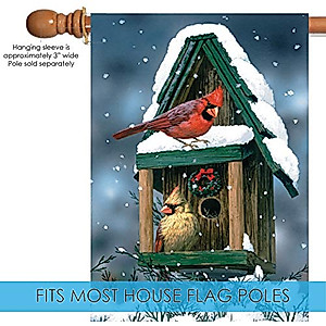 Toland Home Garden 100558 Cardinals In Snow Winter Flag 28x40 Inch Double Sided Winter Garden Flag for Outdoor House Flag Yard Decoration