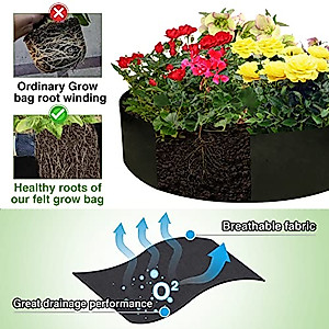 100 Gallon Large Round Grow Bag, Rusable Fabric Raised Garden Bed with 4 Handles, Thicken Breathable Non-Woven Fabric Planter Pot, Round Plant Container for Planting Vegetable Flowers Herbs (Black)