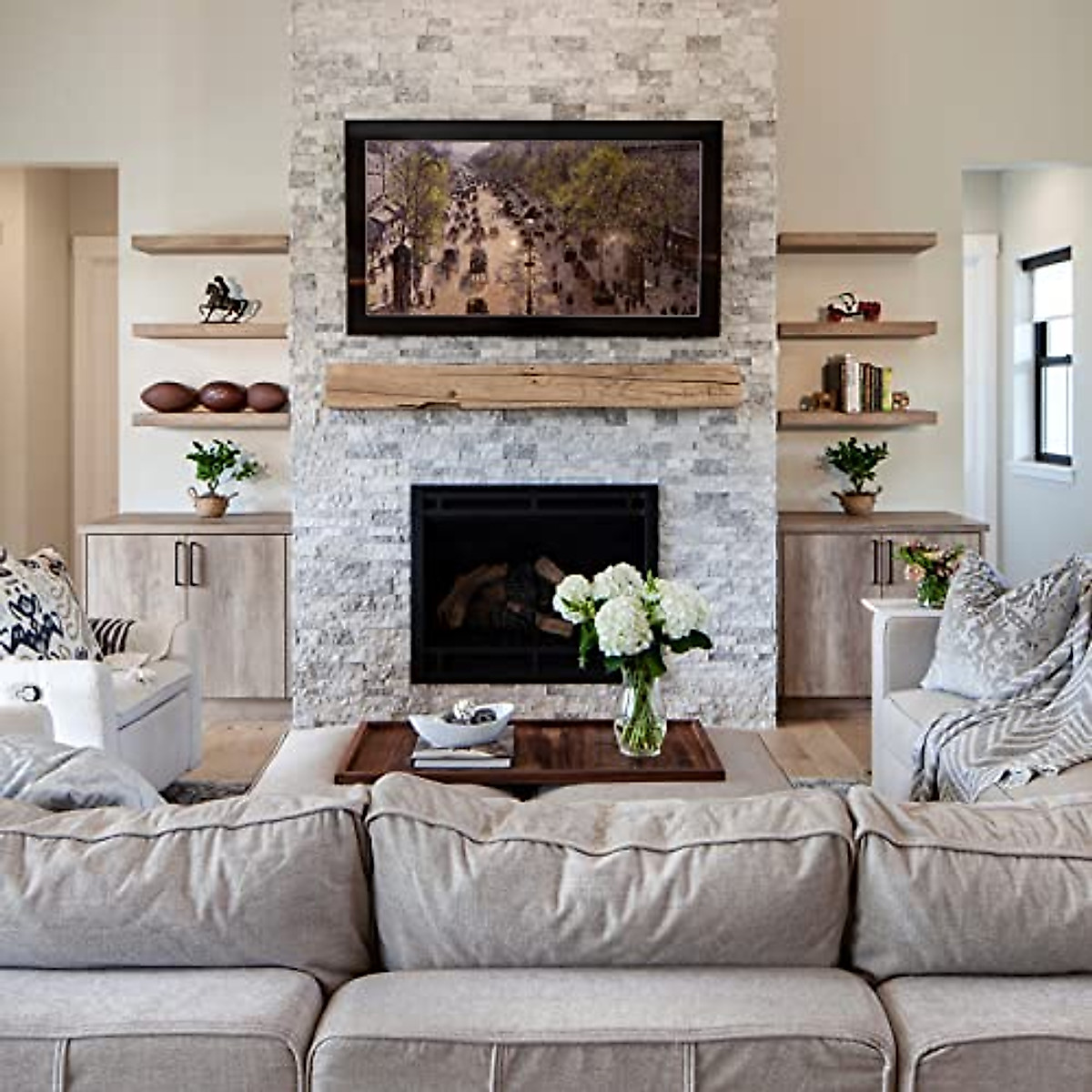 MAGIGO 40 x 20 Inches Extra Large Extra Long Rectangle Black Walnut Wood Ottoman Tray, Serve Tea, Coffee Classic Wooden Decorative Walnut Serving Tray