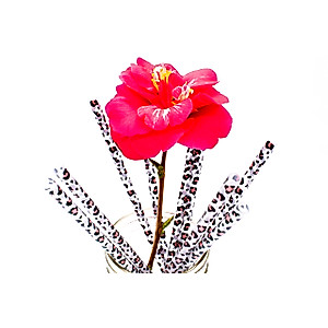 Aztec Sky, Reusable Plastic Straws, 10.25 inches, BPA Free Drinking Straw Set, Dishwasher Safe, Fits most Mason Jars, 20oz Tumblers, 22oz Tumblers, and 32oz Tumblers) (Leopard)