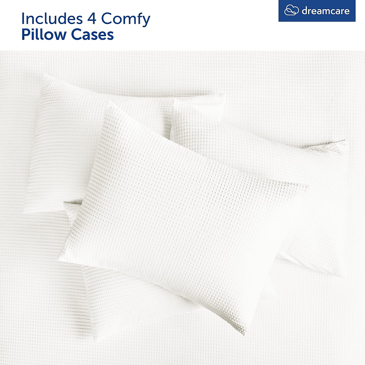 Waffle Duvet Cover King - Cooling Duvet Cover - Cotton Waffle Weave Duvet Cover Set with 1 King Duvet Cover and 4 Pillowcases - White Duvet Cover King Size - Cotton Duvet Cover (King, 104x90'' White)