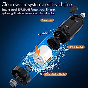 FAURANT Kitchen Faucet Head Replacement, Pull Down Water Filter for Kitchen Sink, Pull Out Sink Sprayer for G1/2 Connector, Black 1 Faucet+2 Filters