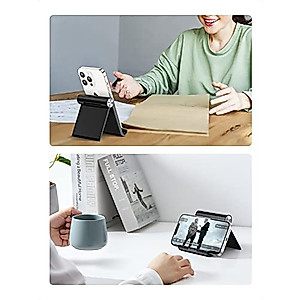 UGREEN Cell Phone Stand for Desk Phone Holder Foldable Portable Adjustable Compatible with iPhone 14 13 Pro Max, iPhone 12 11 Plus SE XS XR 8 7, Office Desk Travel Accessories, Black