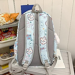 HAPIKI Kawaii Backpack with Cute Accessories 15.6 Inch Laptop Casual Travel Daypacks New Semester Gifts Aesthetic Bag (03-blue,15.6 inch)
