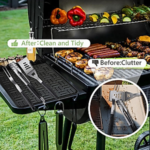 Pet Baby 2PCS Silicone Griddle Tools Mat, Large Spatula Mat with Drip Pad Griddle Silicone Mat Side Shelf Mat for Grill BBQ Griddle Accessories(Black15.35"*10.63")