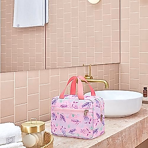 CAMTOP Makeup Bag Women Girls Cute Quilted Cosmetic Bags Travel Toiletry Purse Zipper Pouch(Pink Heart Quilted)