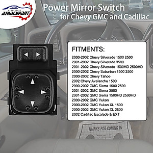 ATRACYPART Power Mirror Switch for | Chevrolet Silverado Tahoe Suburban,GMC Yukon Sierra | Years Model 2000-2002 | Replaces OE# 15045085, 19259975